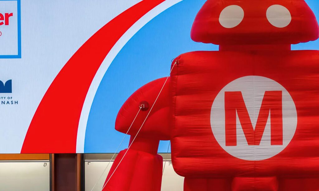 Inflatable robot at the 2022 Monash Tech Maker Faire.