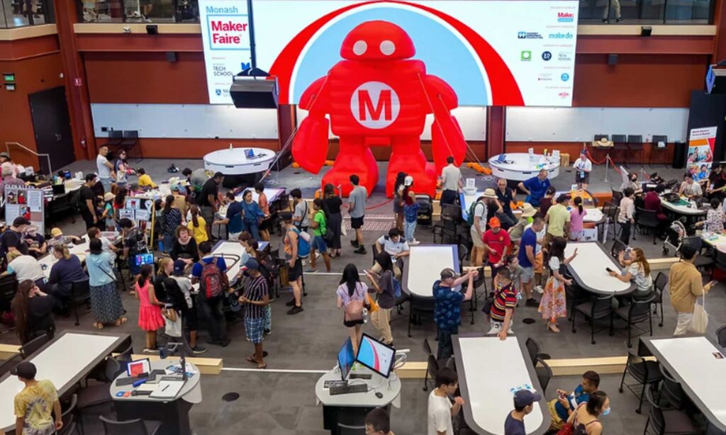 Inflatable robot at the 2022 Monash Tech Maker Faire.