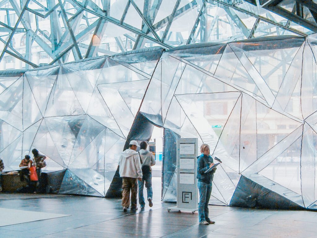 Award-winning inflatable wall of Atrium at Federation Square.
