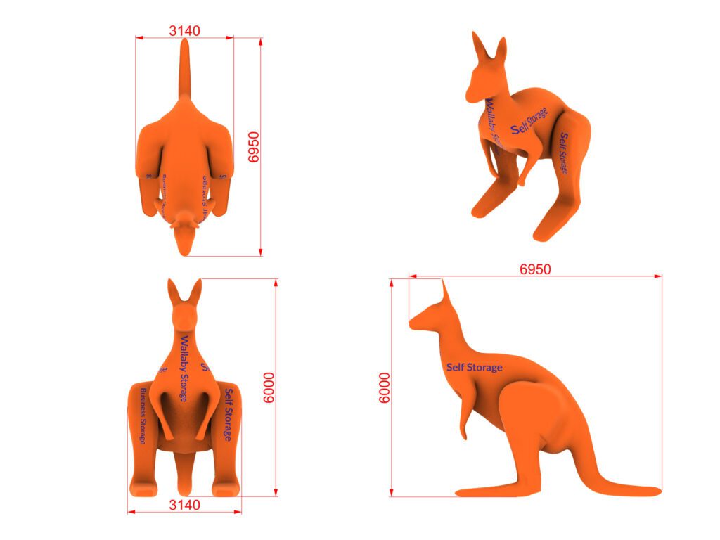 Inflatable Rooftop Advertising : Wallaby Replica Dominates Skyline